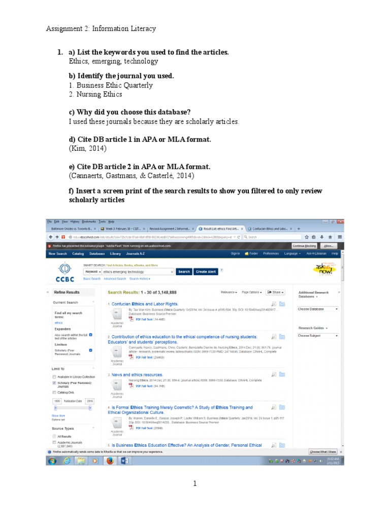 Information Literacy Assignment Overview | PDF | Academic Publishing ...