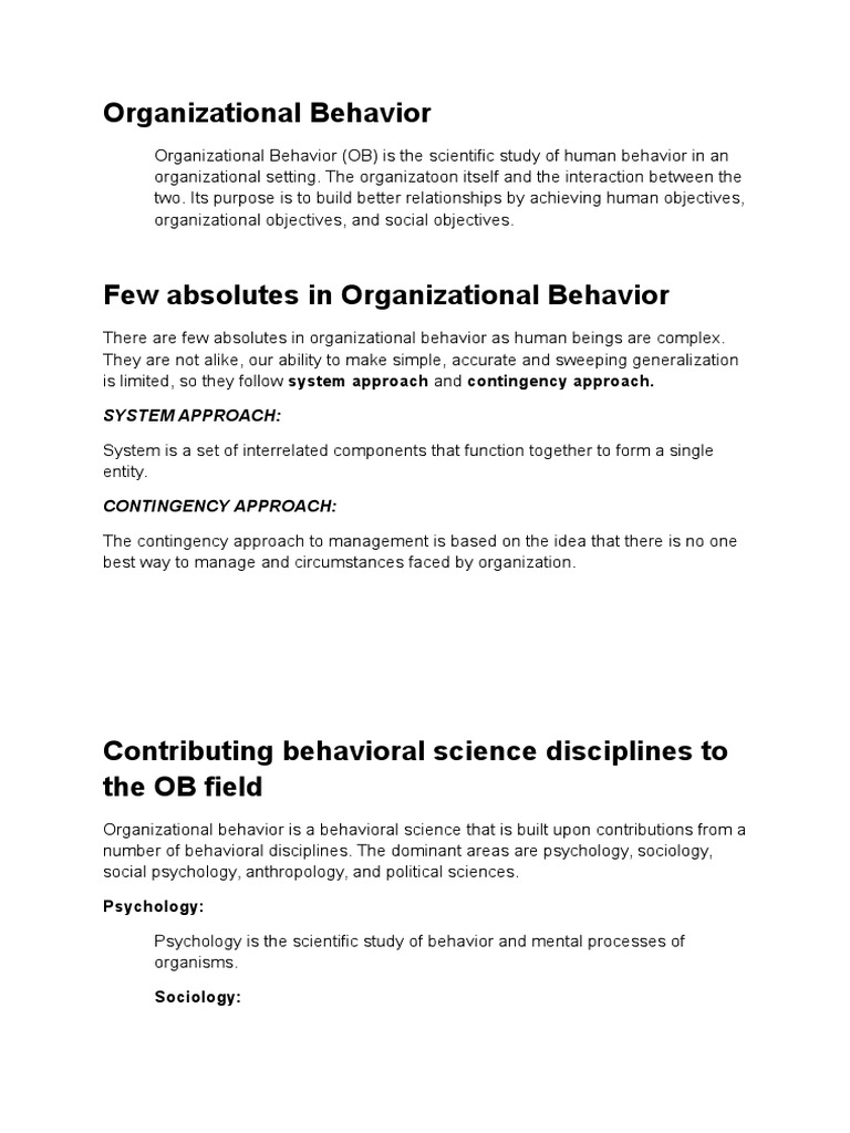 Organizational Behavior and Role of Managers | PDF | Organizational ...