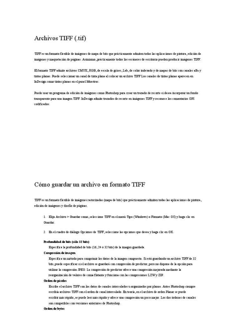 Uso y Guardado de Archivos TIFF | PDF | Archivo de computadora | Adobe ...