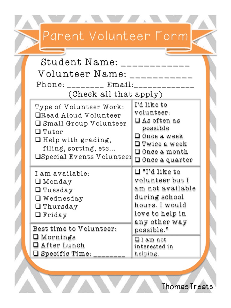 Parent Volunteer Signup Form | PDF