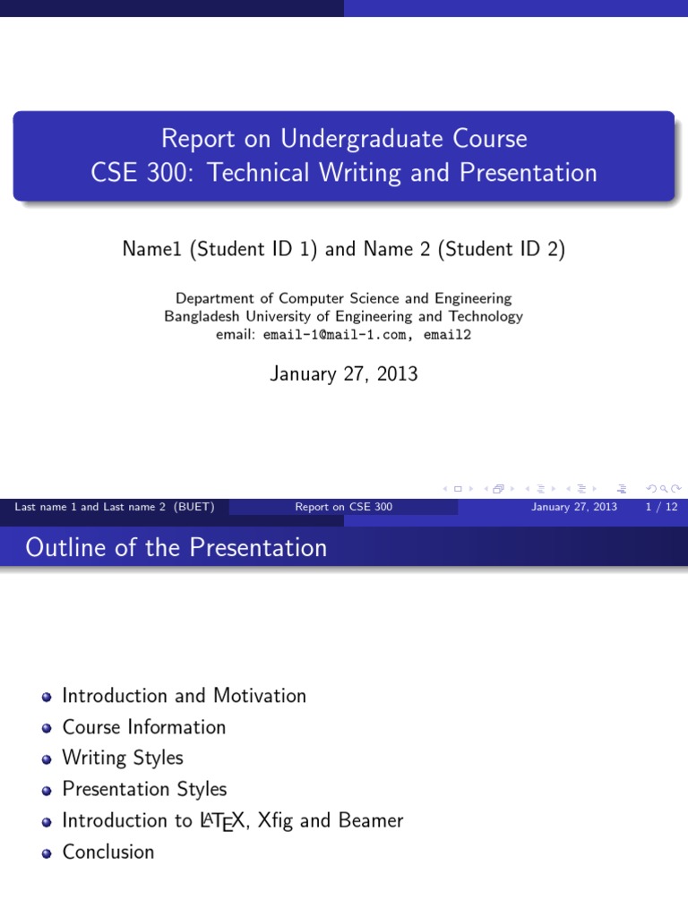 Presentation Sample Cse 300 | PDF | Computer Science | Engineering
