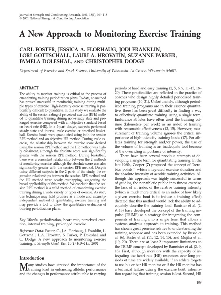 A New Approach To Monitoring Exercise Training | PDF | Aerobic Exercise ...