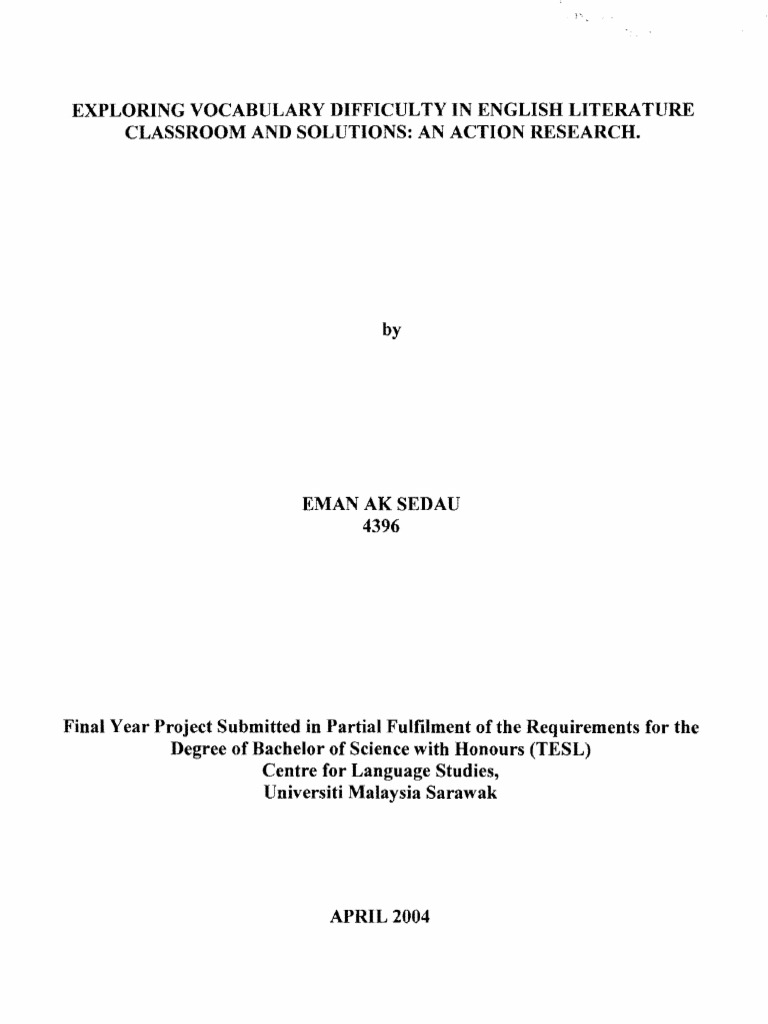 Exploring Vocabulary Difficulty in English Literature Classroom and ...