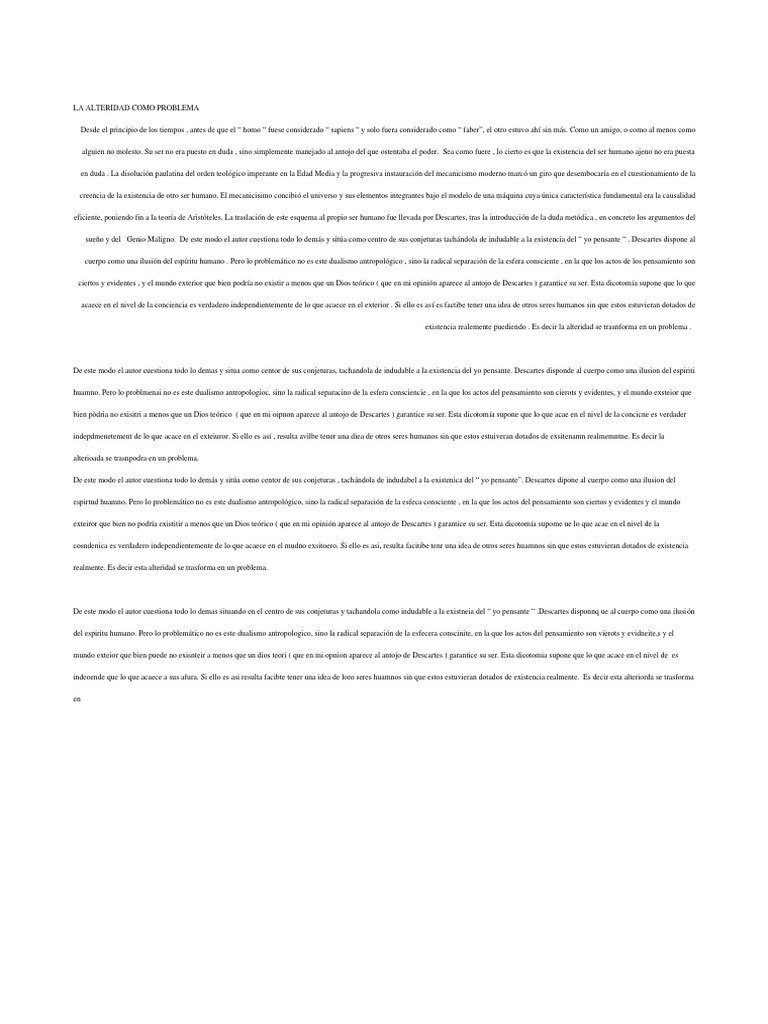 El Alterismo de La Filosofía Cartesiana | PDF | René Descartes | Existencia