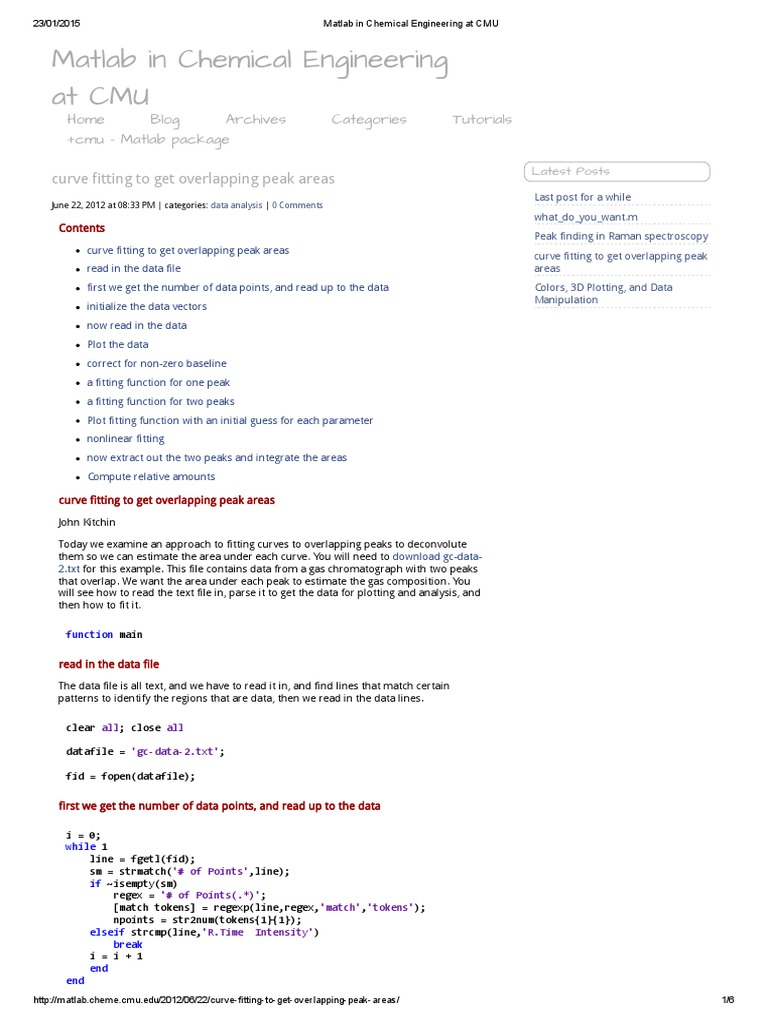 Matlab in Chemical Engineering at CMU | PDF | Analysis | Teaching ...