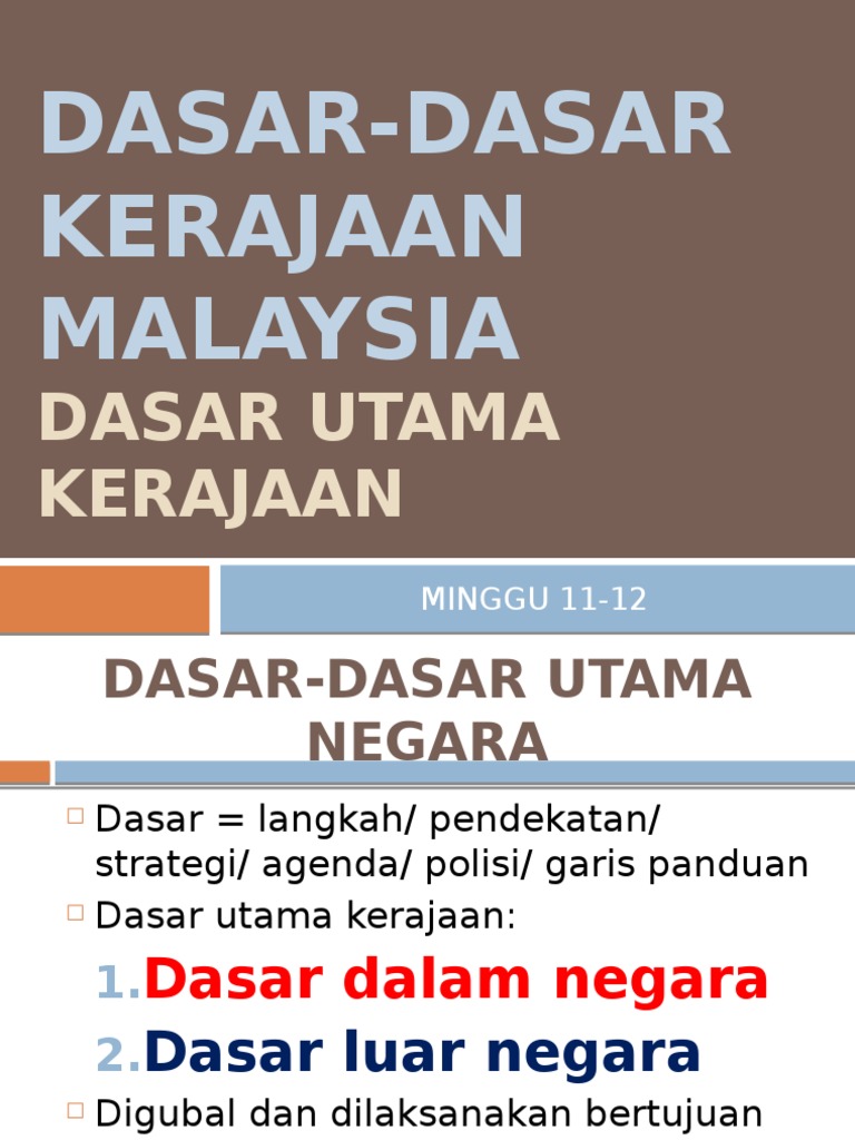11 Dasar-Dasar Kerajaan Malaysia | PDF