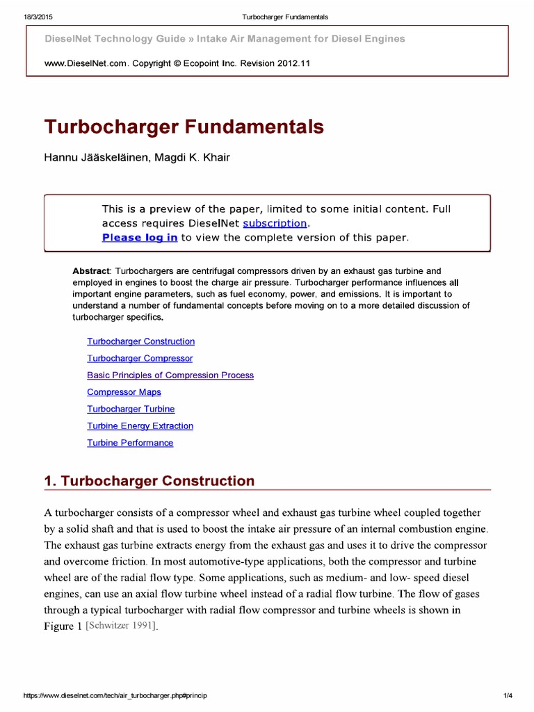 Turbocharger Fundamentals | PDF