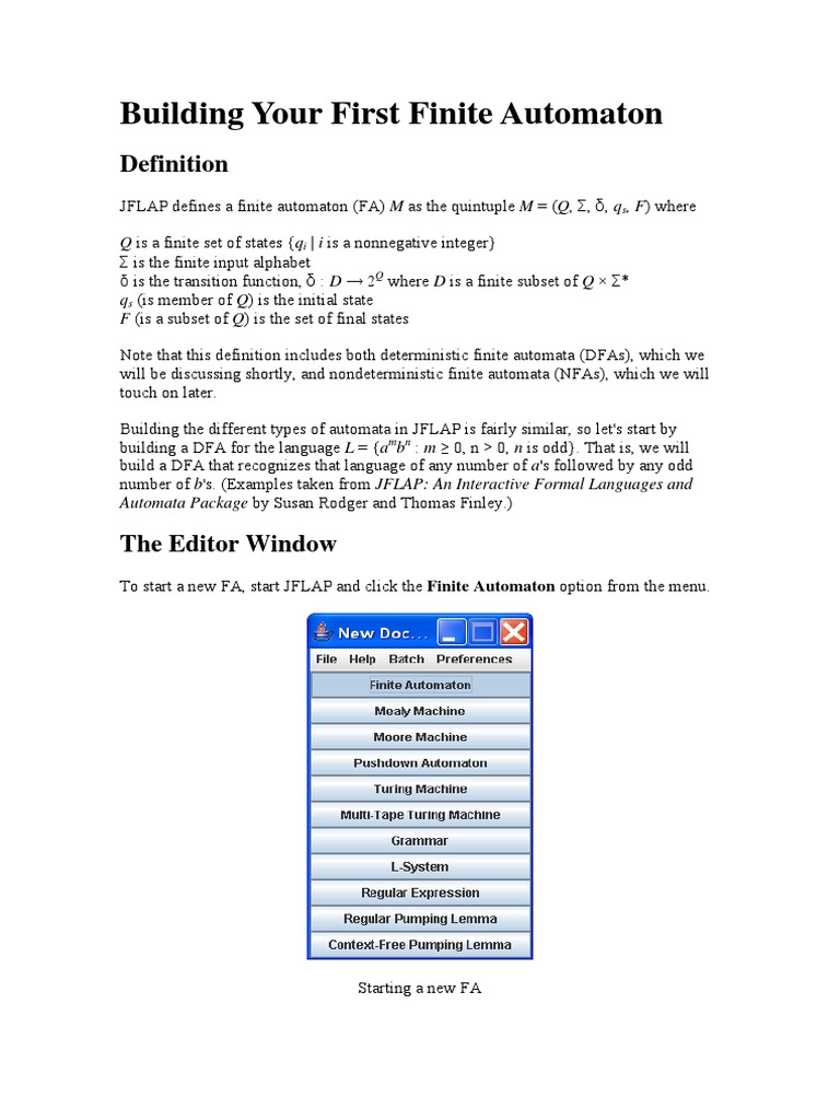 Create Finite Automata with JFLAP | PDF | Models Of Computation ...