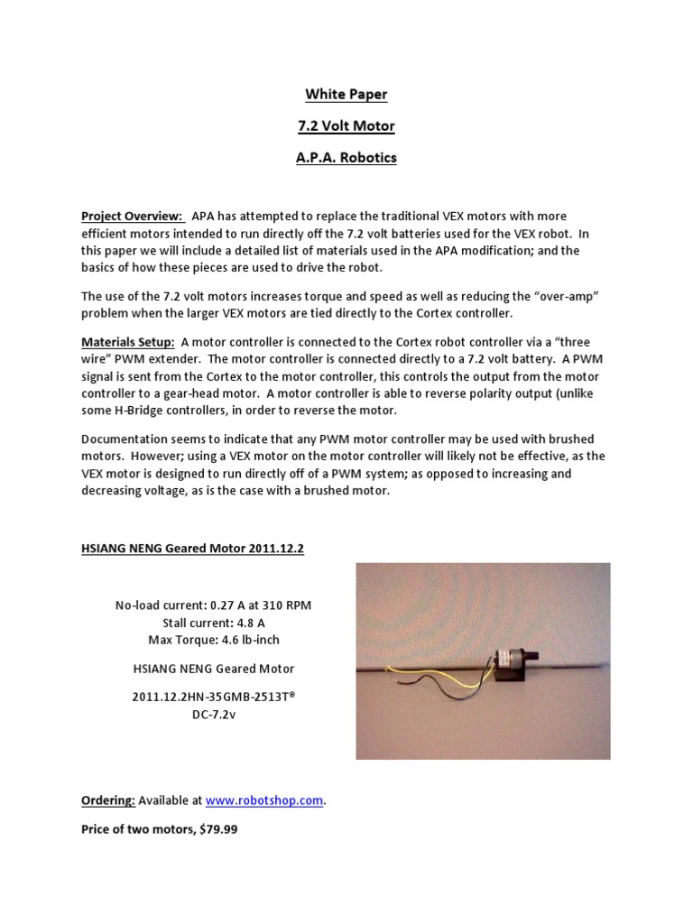 7 2 Volt Motor White Paper | PDF | Computers