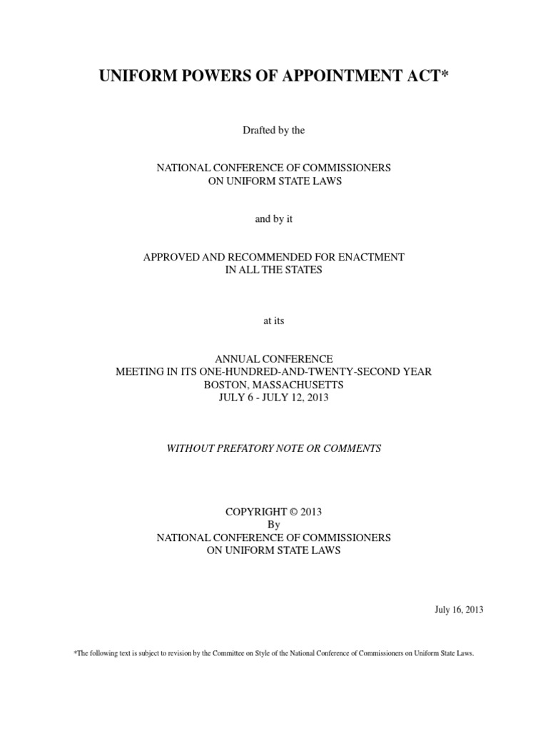 Power of Appointment Act | Will And Testament | United States Code