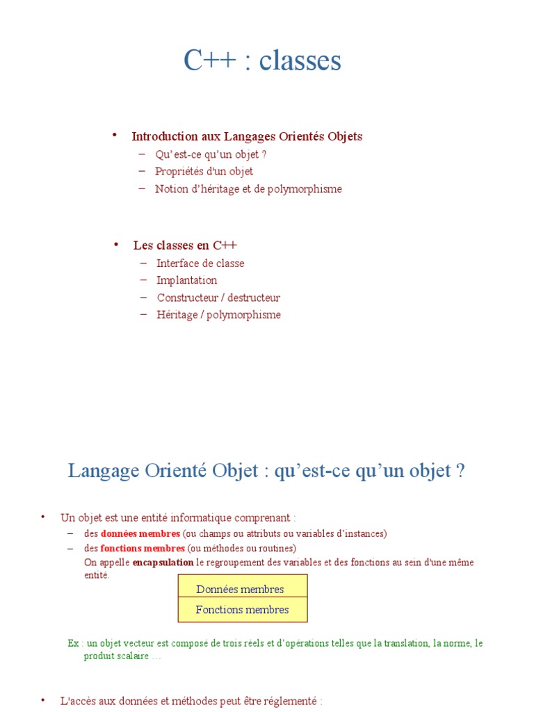 C++ : Classes et Concepts POO | PDF | Classe (informatique) | Programmation orientée objet