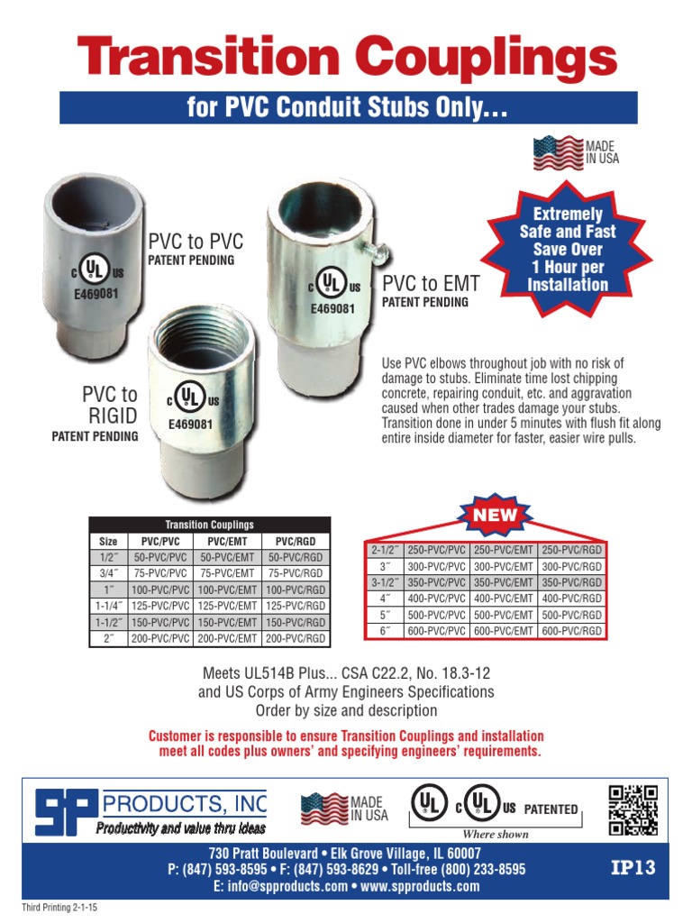 Transition Couplings: For PVC Conduit Stubs Only.. | PDF