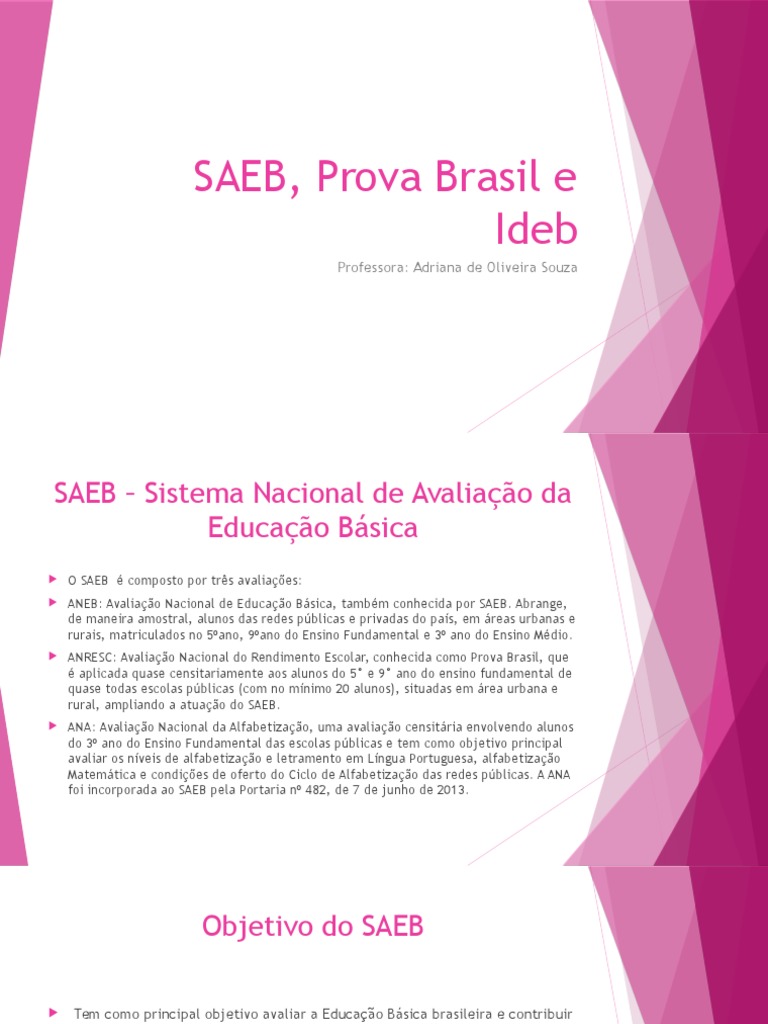 SAEB, Prova Brasil e Ideb | PDF | Escolas | Média