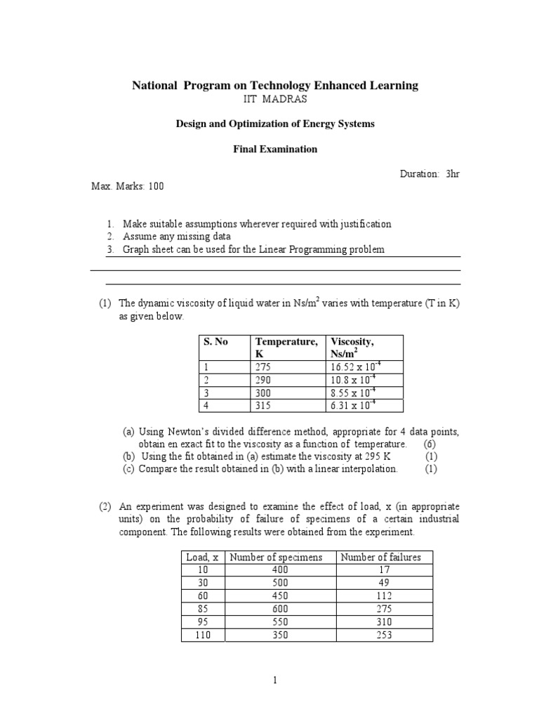 Final Exam Paper Design Optimization of Systems | Download Free PDF | Mathematical Optimization ...