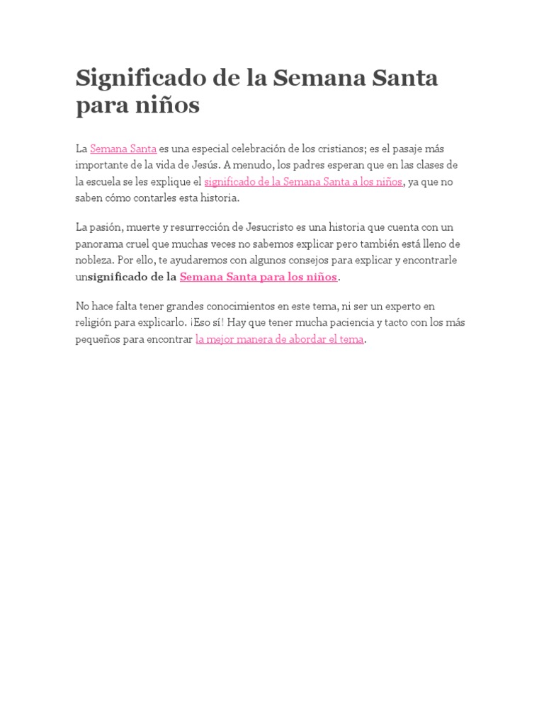 Semana Santa para Niños | PDF | Prestado | La resurrección de Jesús