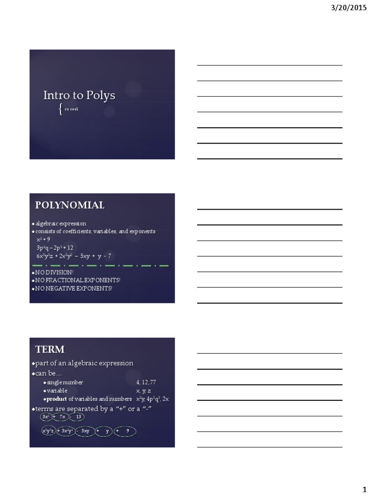Polynomials | PDF | Teaching Methods & Materials