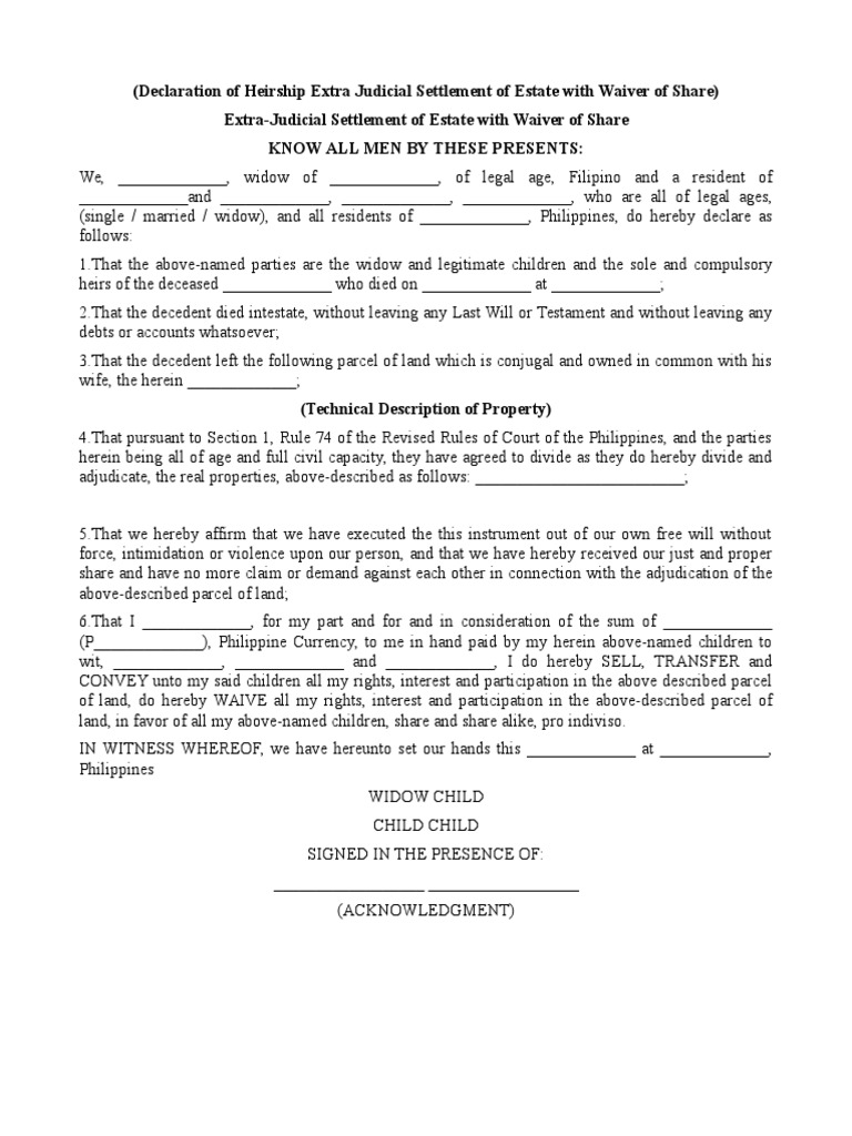 Extra Judicial Settlement of Estate | Intestacy | Will And Testament