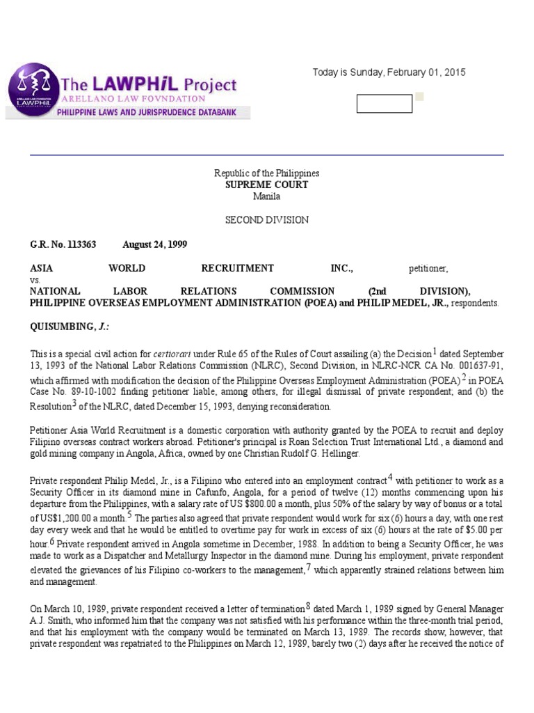 Aisa Vs NLRC | PDF | Employment | Due Process Clause