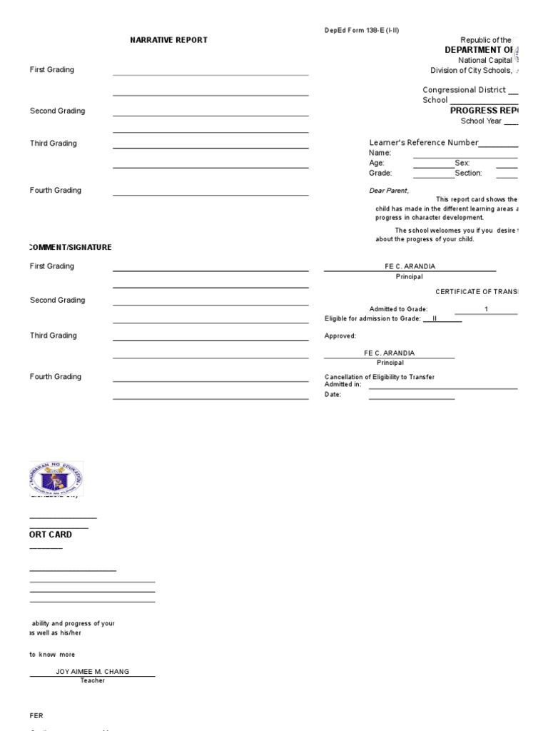 Student Progress Report Card | PDF
