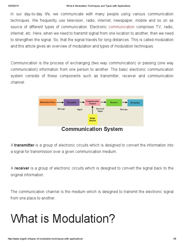 What Is Modulation Techniques and Types With Applications | PDF ...