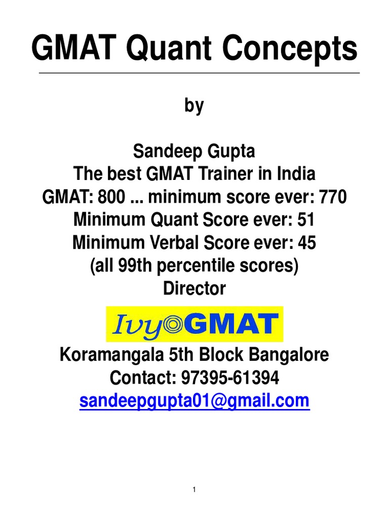 GMAT Quant Concepts | PDF | Percentage | Area