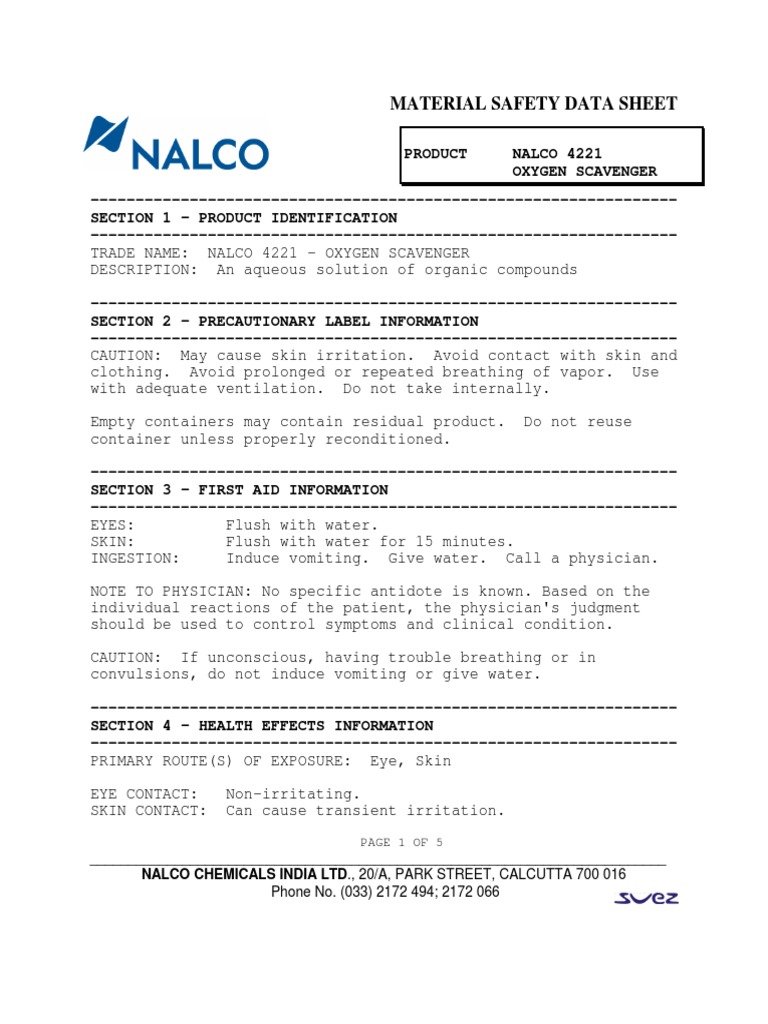 MSDS4221 | Toxicity | Chemical Substances