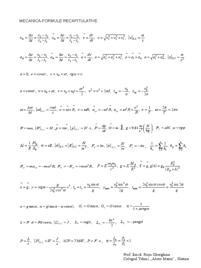 Mecanica Formule Bac | PDF | Méthodes et références pédagogiques | Art
