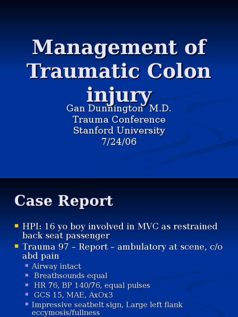 Traumatic Colon Injury | PDF | Major Trauma | Gastroenterology