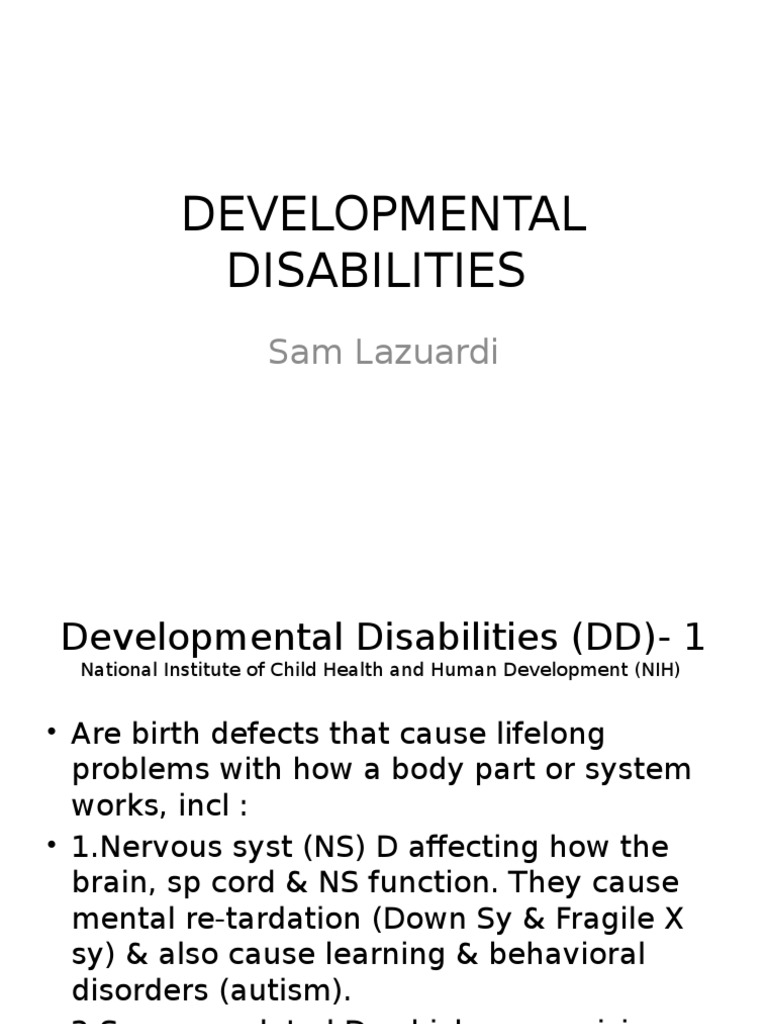 Developmental Disabilities | PDF | Brain | Pregnancy