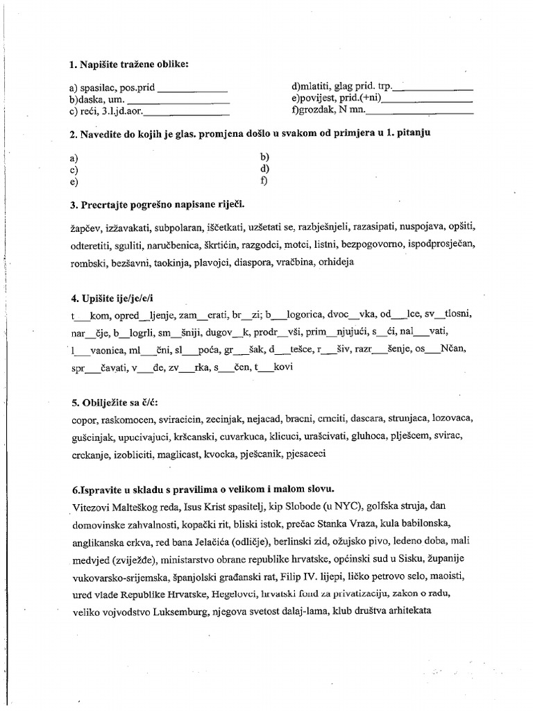 Jezične Vježbe Zadaci | PDF