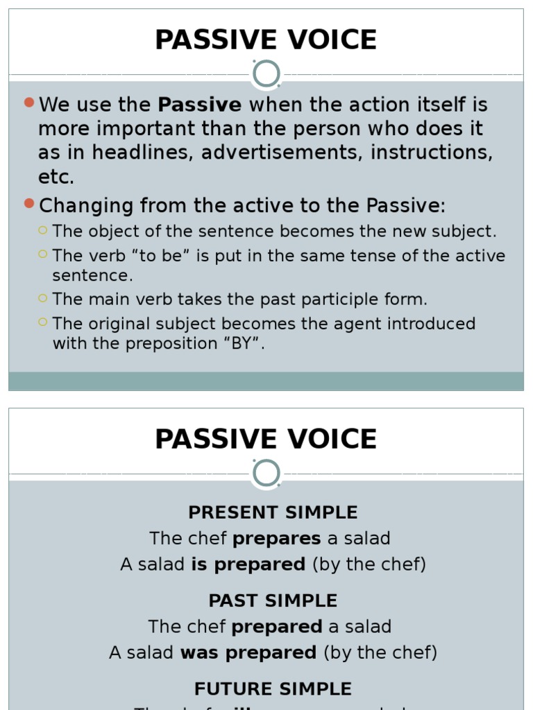 Presentación ULAC Día IV - Passive Voice, Causative Form.ppt | Verb ...