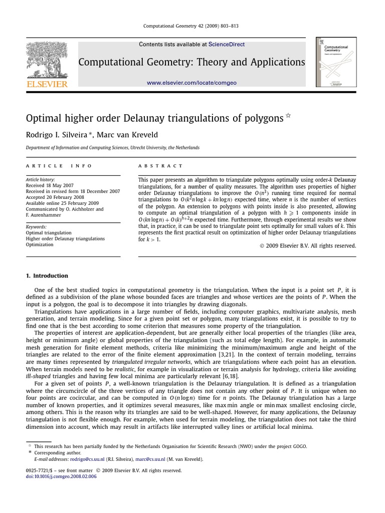 Computational Geometry: Theory and Applications: Rodrigo I. Silveira, Marc Van Kreveld | PDF ...