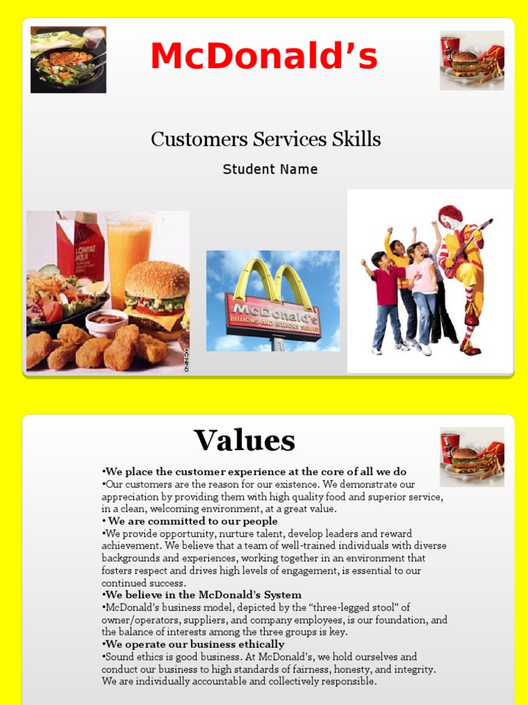 Mcdonald'S: Customers Services Skills | PDF | Mc Donald's | Customer ...