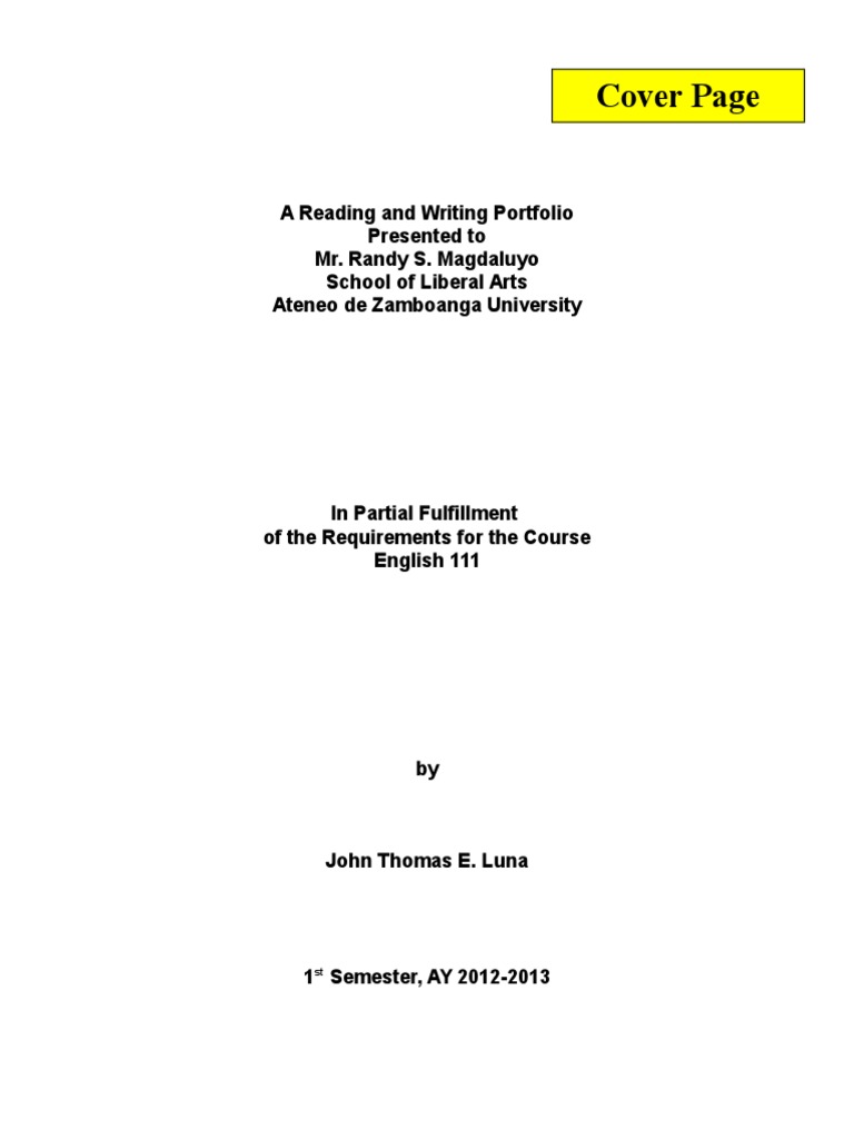 E111 Reading and Writing Portfolio | PDF | Essays | Reading (Process)