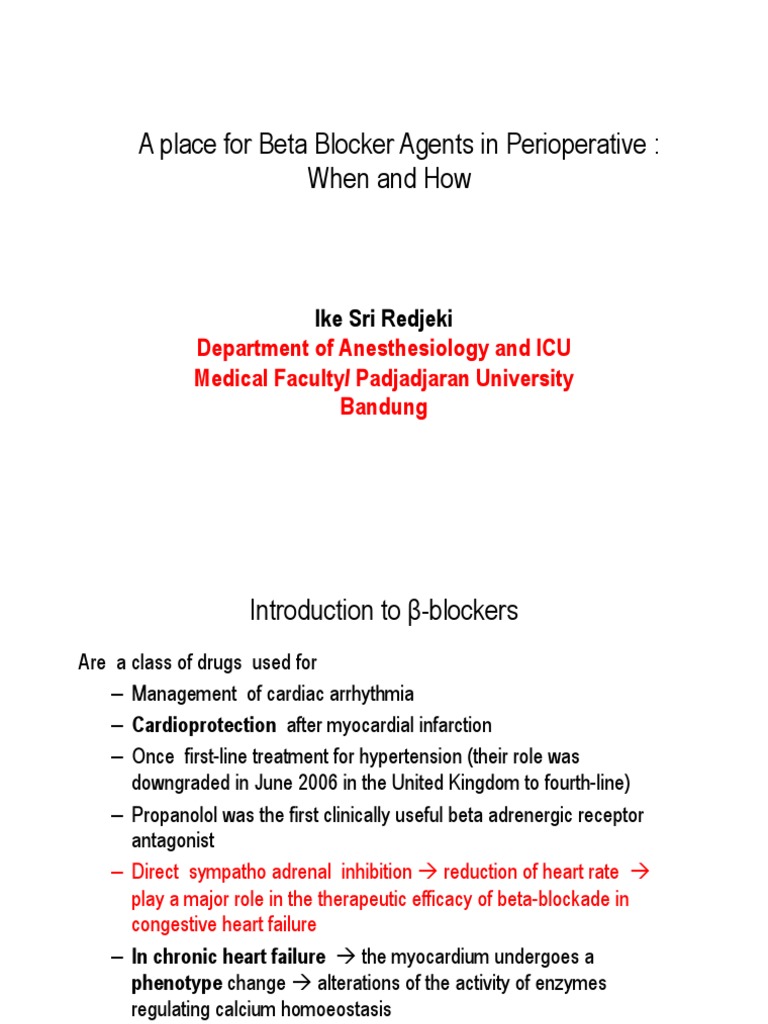 Beta Blocker Agents | PDF | Myocardial Infarction | Heart Failure