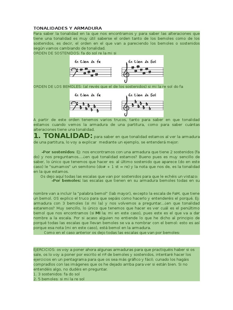 Tonalidades y Armaduras Musicales | PDF | Escala (música) | Notación ...