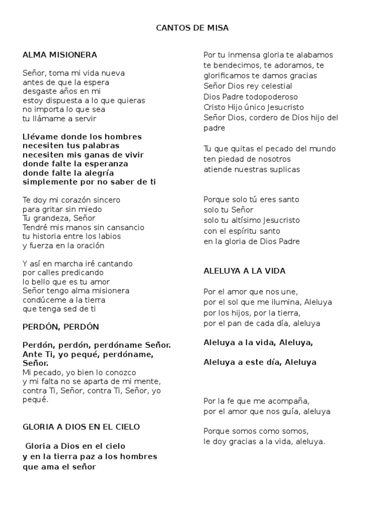 Cantos de Misa | Misa (liturgia) | Pecado | Prueba gratuita de 30 días ...