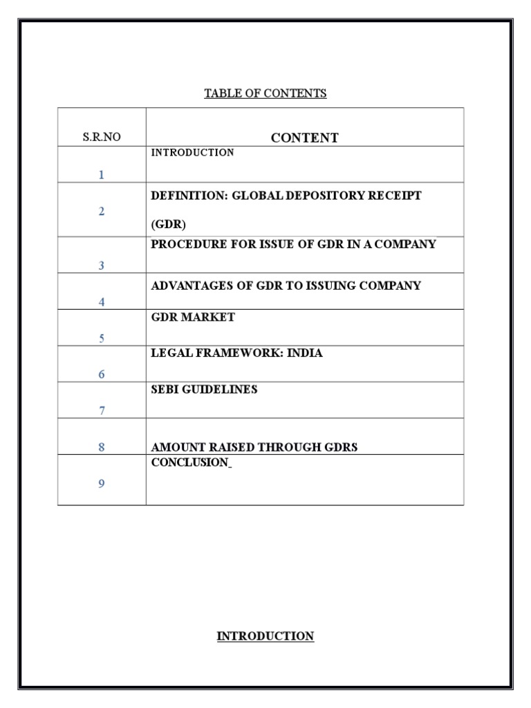 Content: Definition: Global Depository Receipt (GDR) Procedure For ...