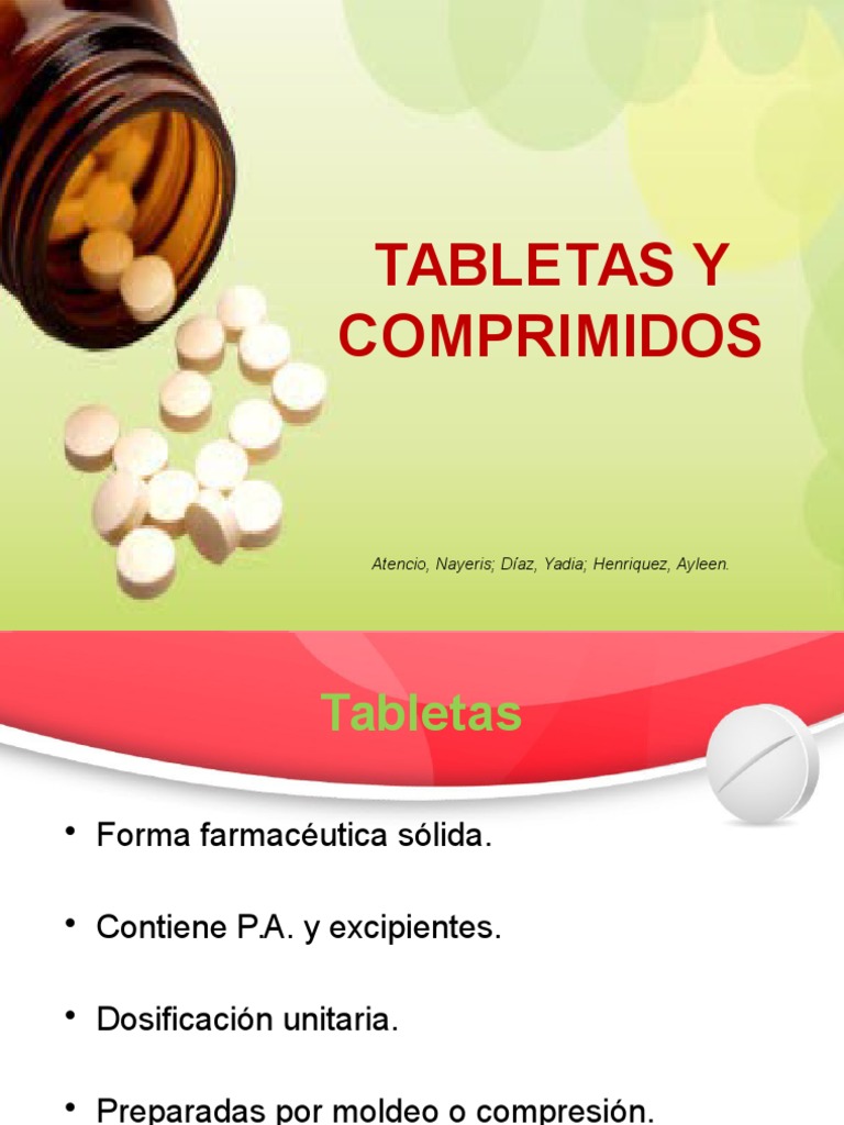 Tipos y Fabricación de Tabletas y Comprimidos | PDF | Tableta (Farmacia ...