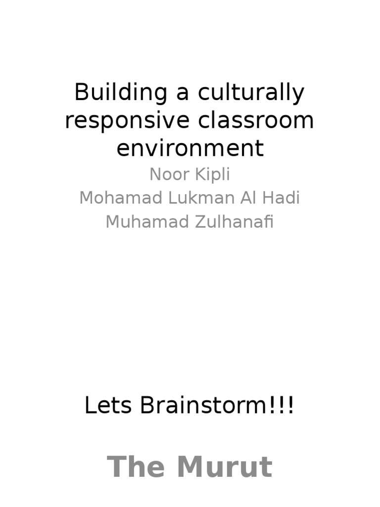 Building A Culturally Responsive Classroom Environment | PDF | Career ...