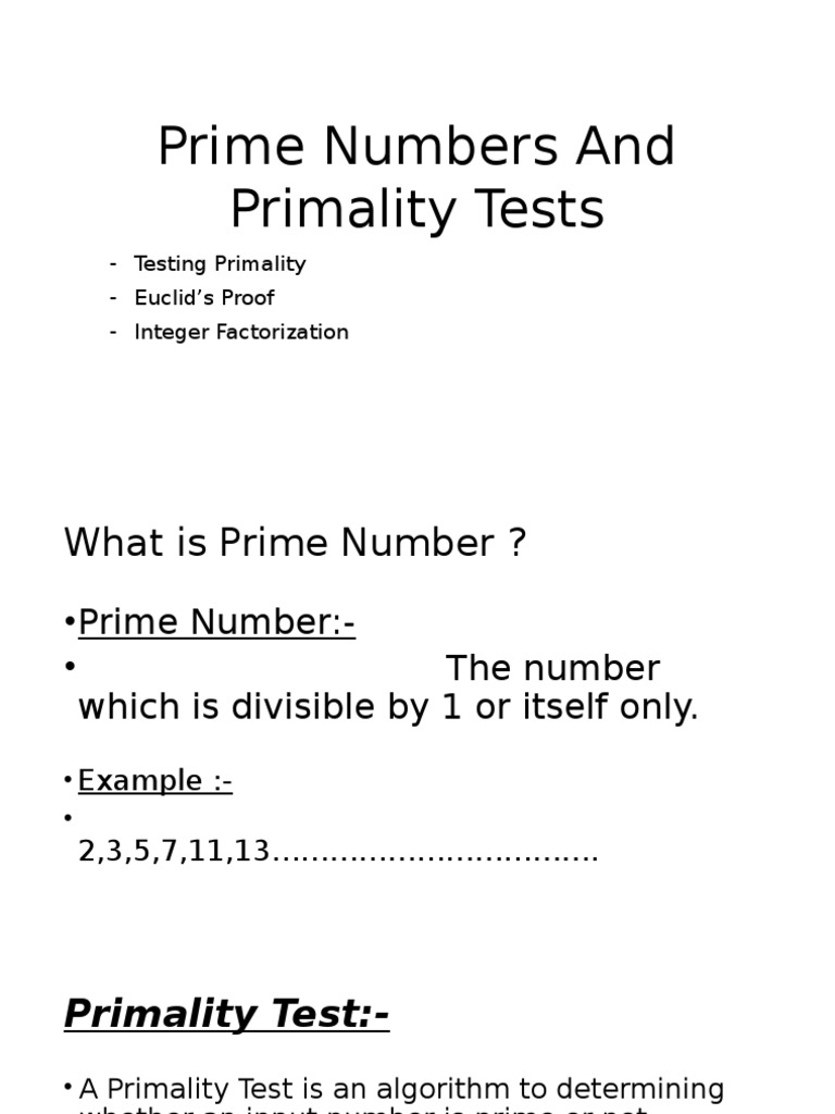 Prime Numbers and Primality Tests | PDF | Prime Number | Numbers