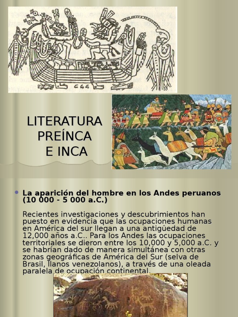 LITERATURA Preinca Inca | Imperio incaico | Domesticación