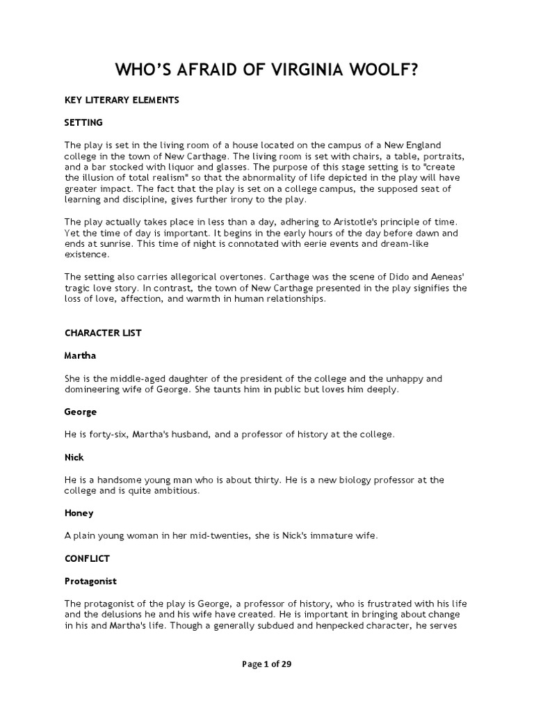 Who's Afraid of Virginia Woolf Analysis | PDF