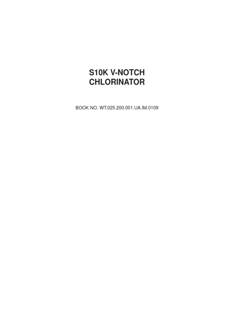 S10K V-Notch Chlorinator O&M PDF | Download Free PDF | Pipe (Fluid ...