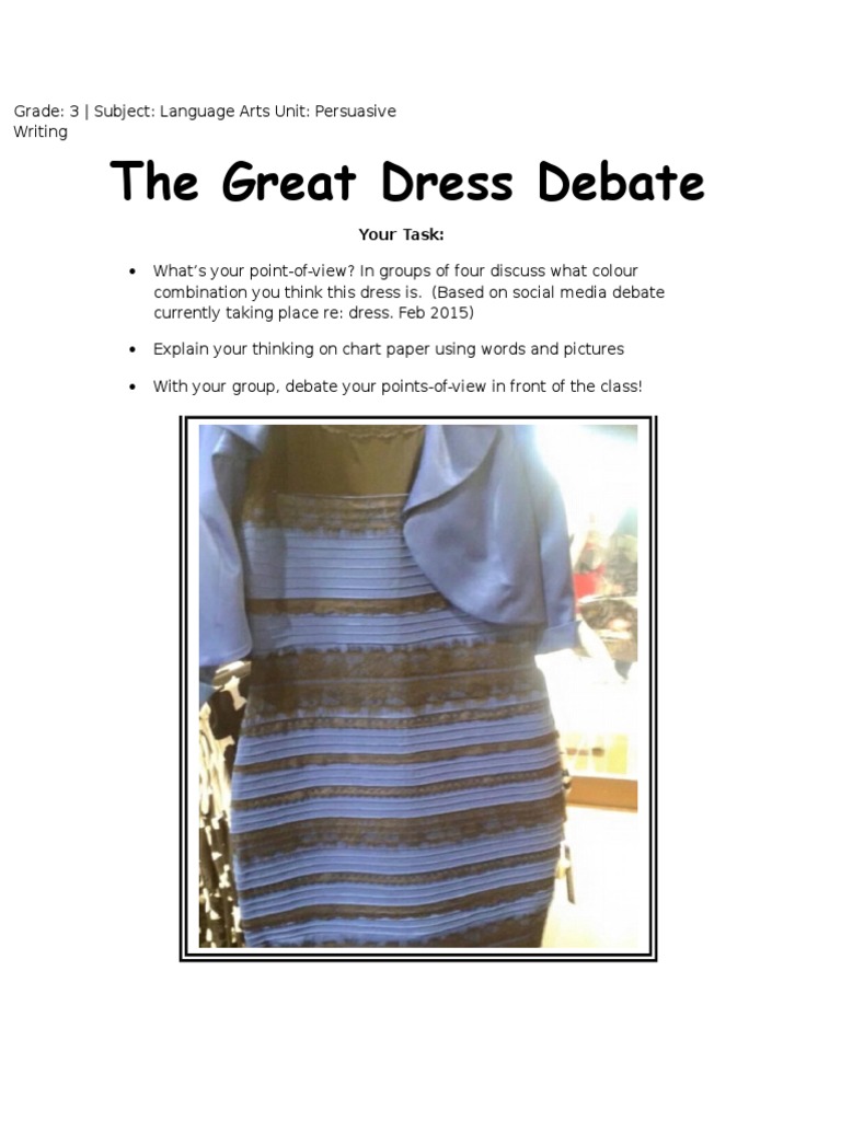 Dress Color Debate Activity Guide | PDF | Language Arts & Discipline