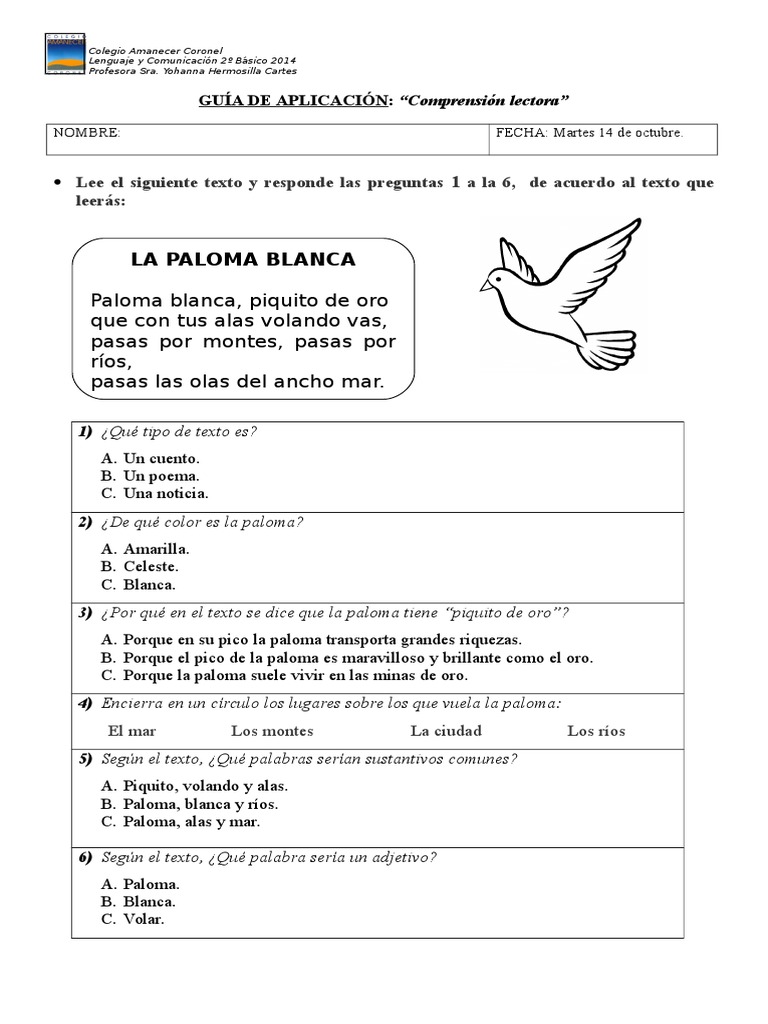 Comprensión Lectora Poema y Cuento | PDF