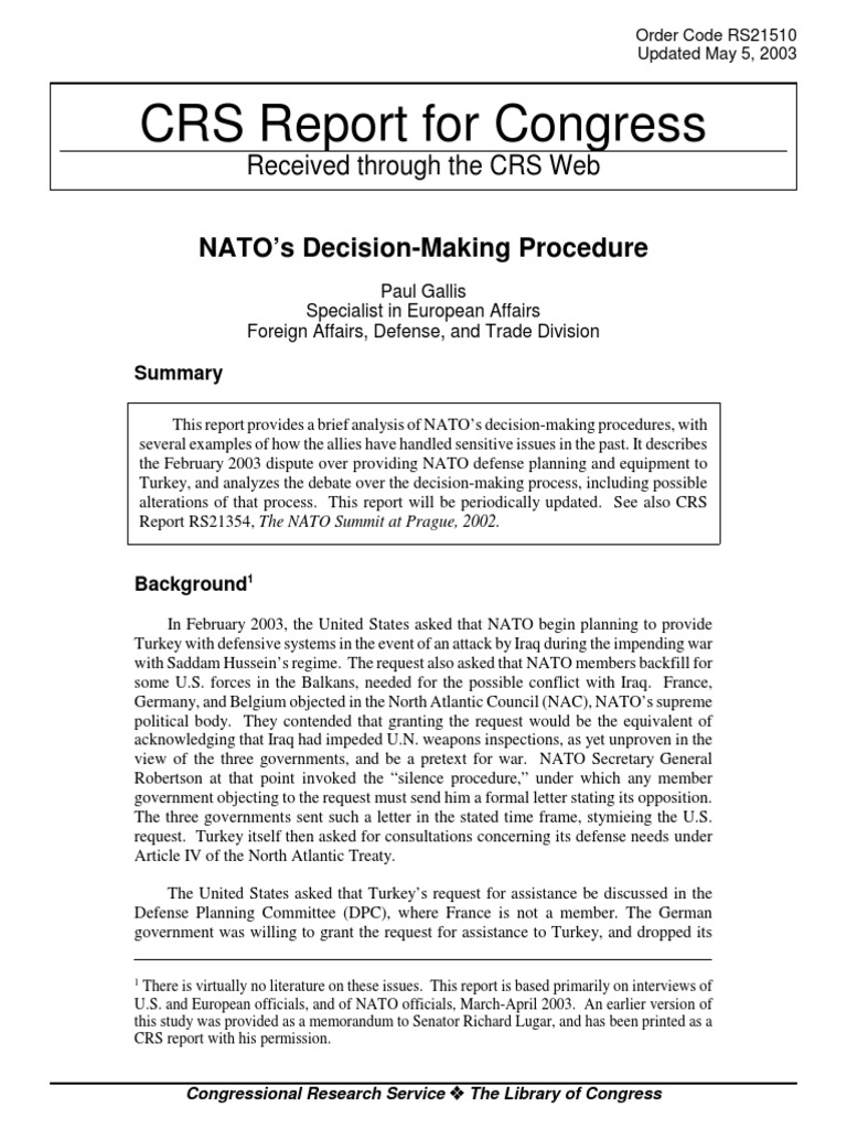NATO's Decision-Making Procedure | PDF | Nato | Consensus Decision Making