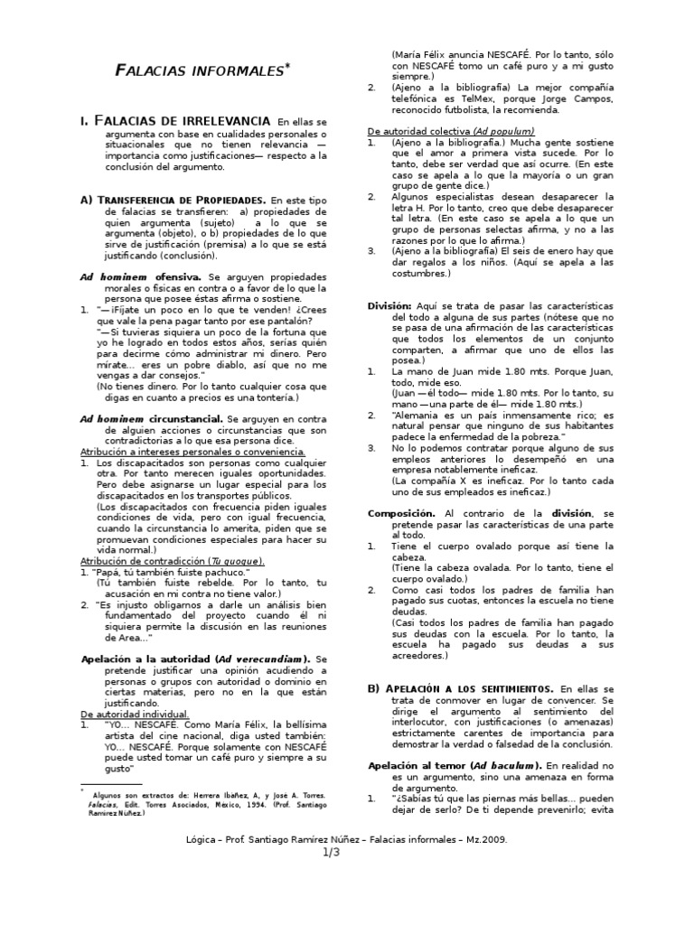 Falacias Informales-Mz2009 | PDF | Falacia | Argumento