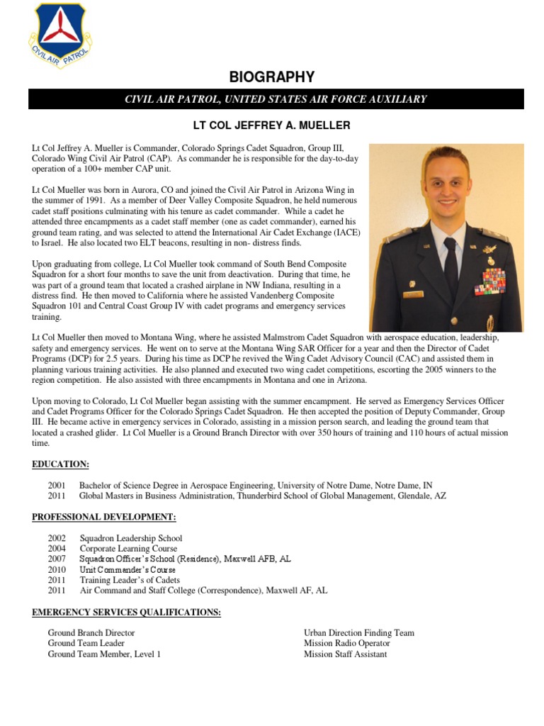Jeffrey Mueller | PDF | Awards And Decorations Of The Civil Air Patrol ...