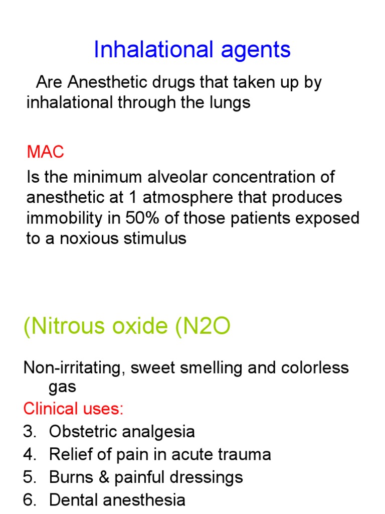 Inhalational Agents | PDF | Anesthesia | Medical Specialties